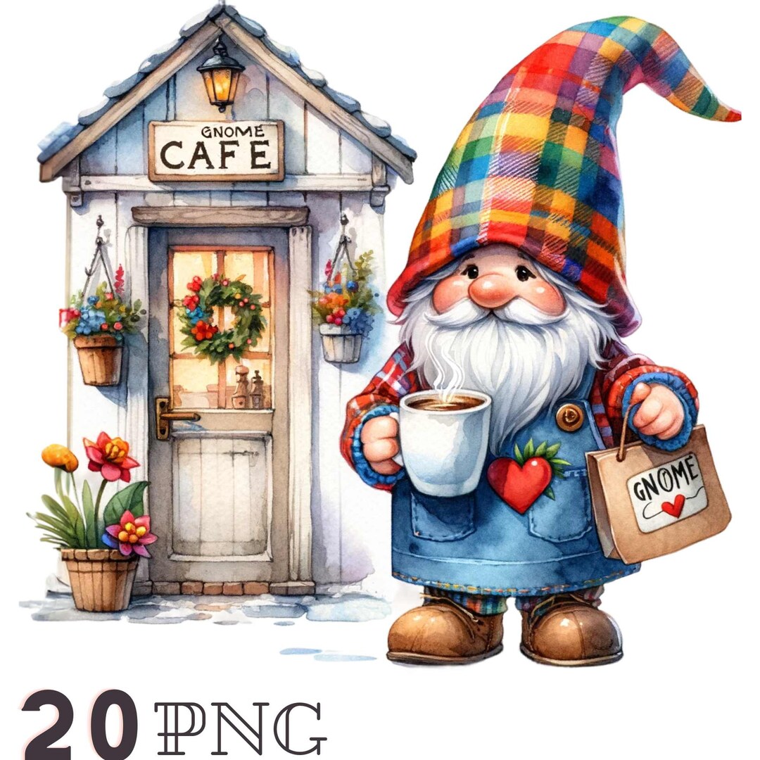 20 PNG Gnome Clipart Bundle, Coffee Clipart, Gnome Png Graphics, Gnome ...