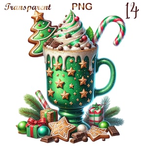 14 PNG Set 1 Winter Hot Cocoa Clipart, Xmas Cocoa Clipart, Hot ...