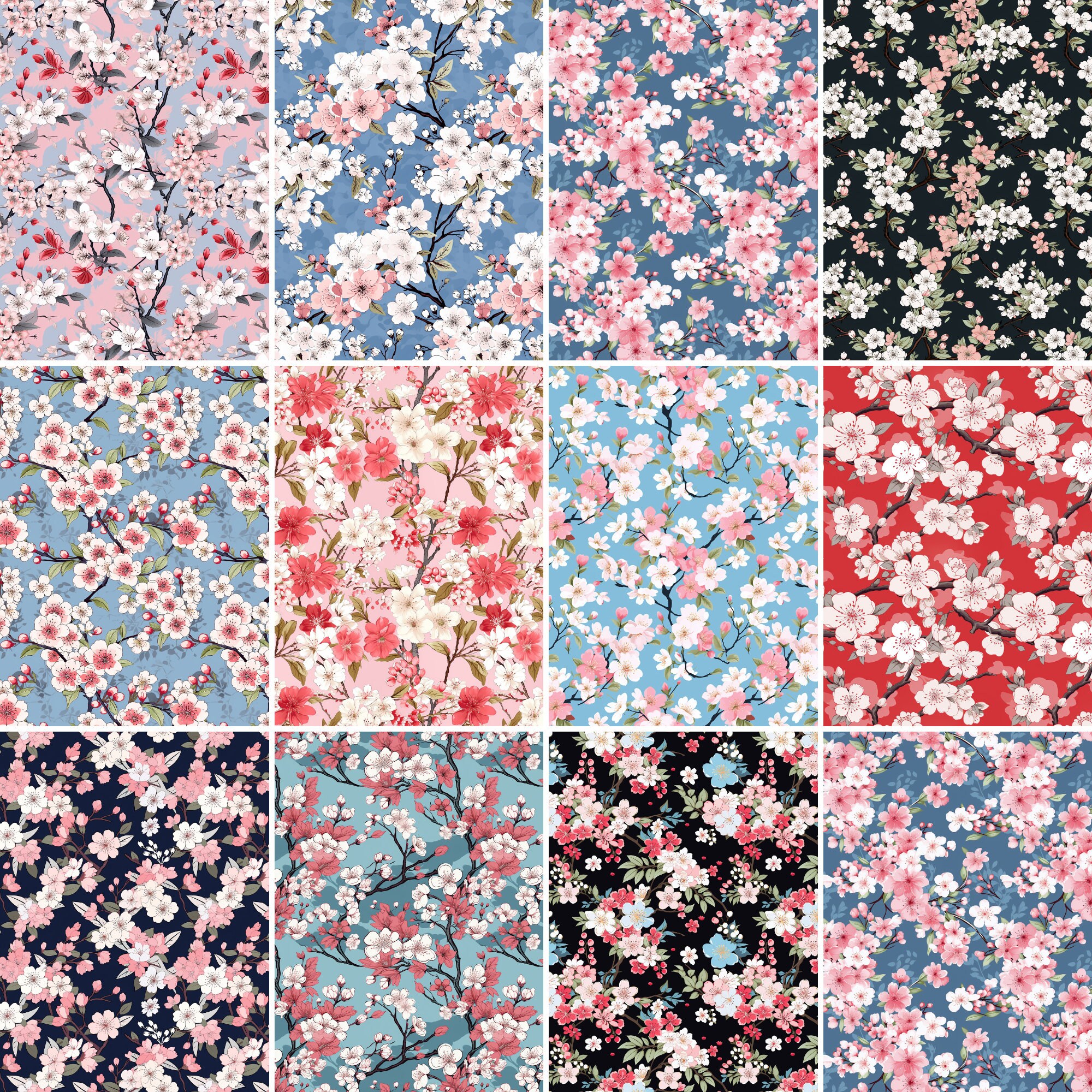 30 Vintage Cherry Blossom Paper Seamless,digital Paper Pack,cherry ...