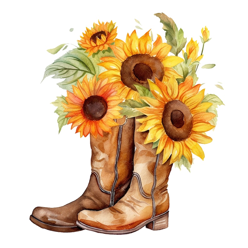 12 Watercolor Sunflowers Clipart , Jpgs, Watercolor Sunflower ...