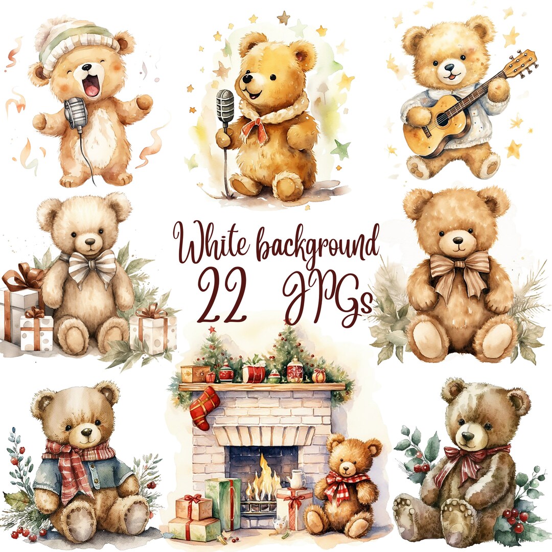 22 Teddy Bear Clipart Jpgs, High Quality, Digital Planner, Paper Crafts ...