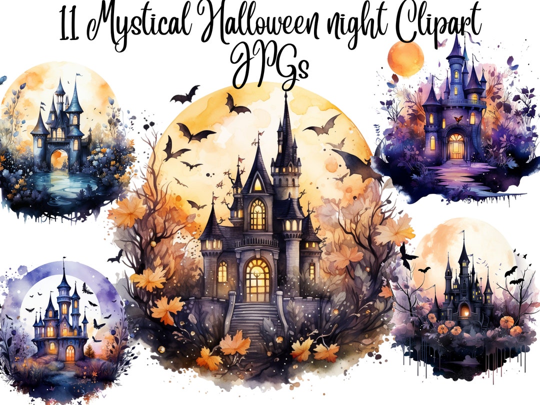 11 Mystical Halloween Night Clipart, Jpgs, Halloween Night Clipart ...