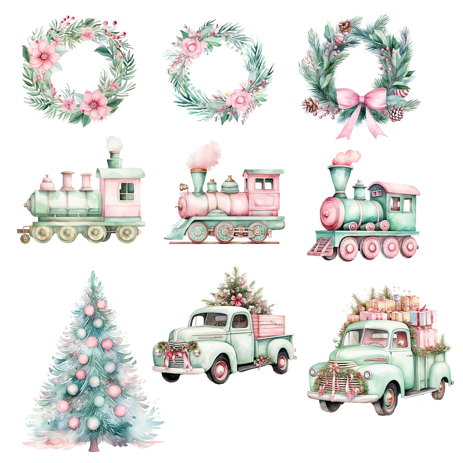 43 Pastel Christmas Clipart Png, Christmas Graphics, Merry Christmas ...