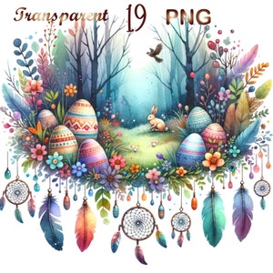 19 Boho Watercolor Easter Spring Clipart,boho Easter Clipart,boho ...