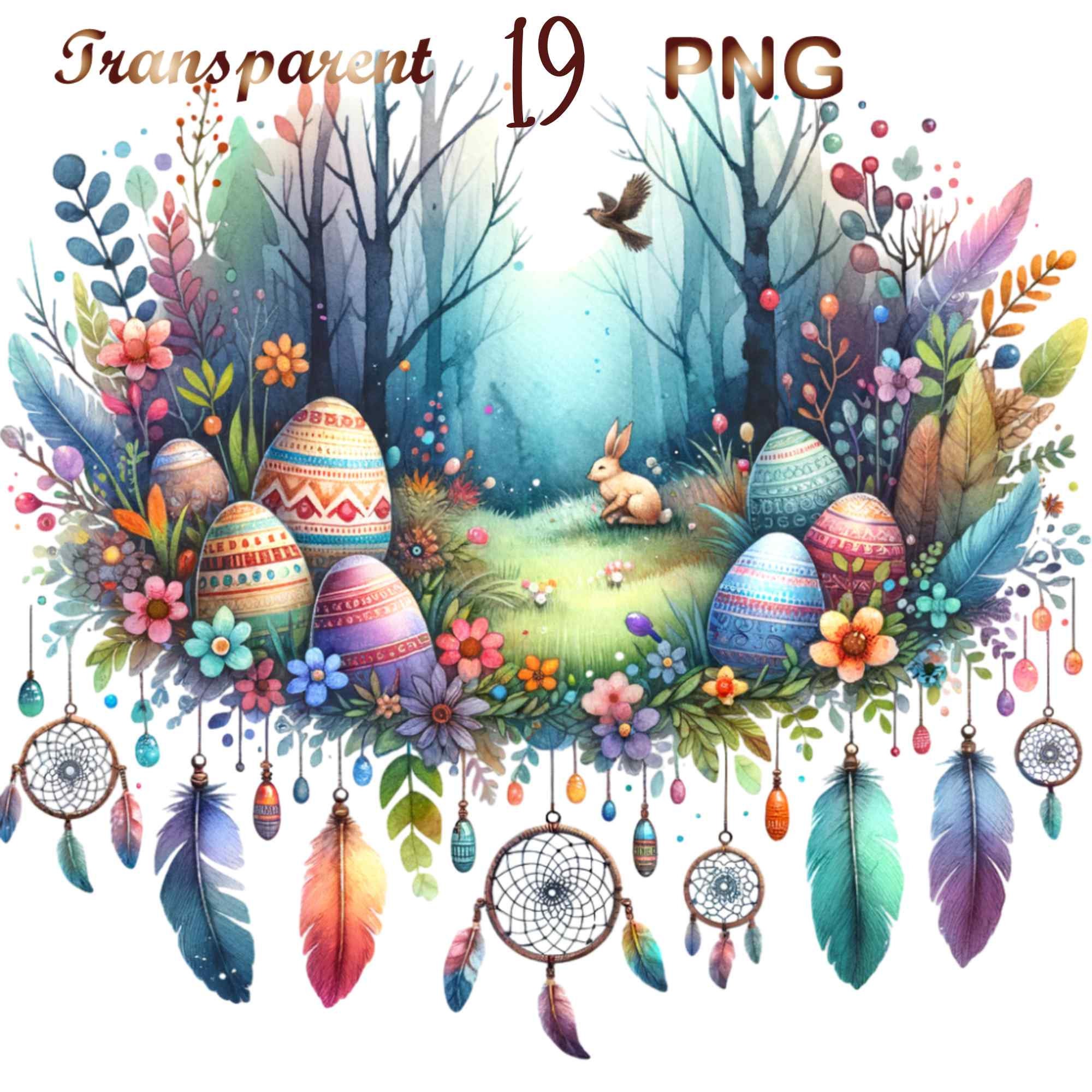 19 Boho Watercolor Easter Spring Clipart,boho Easter Clipart,boho ...