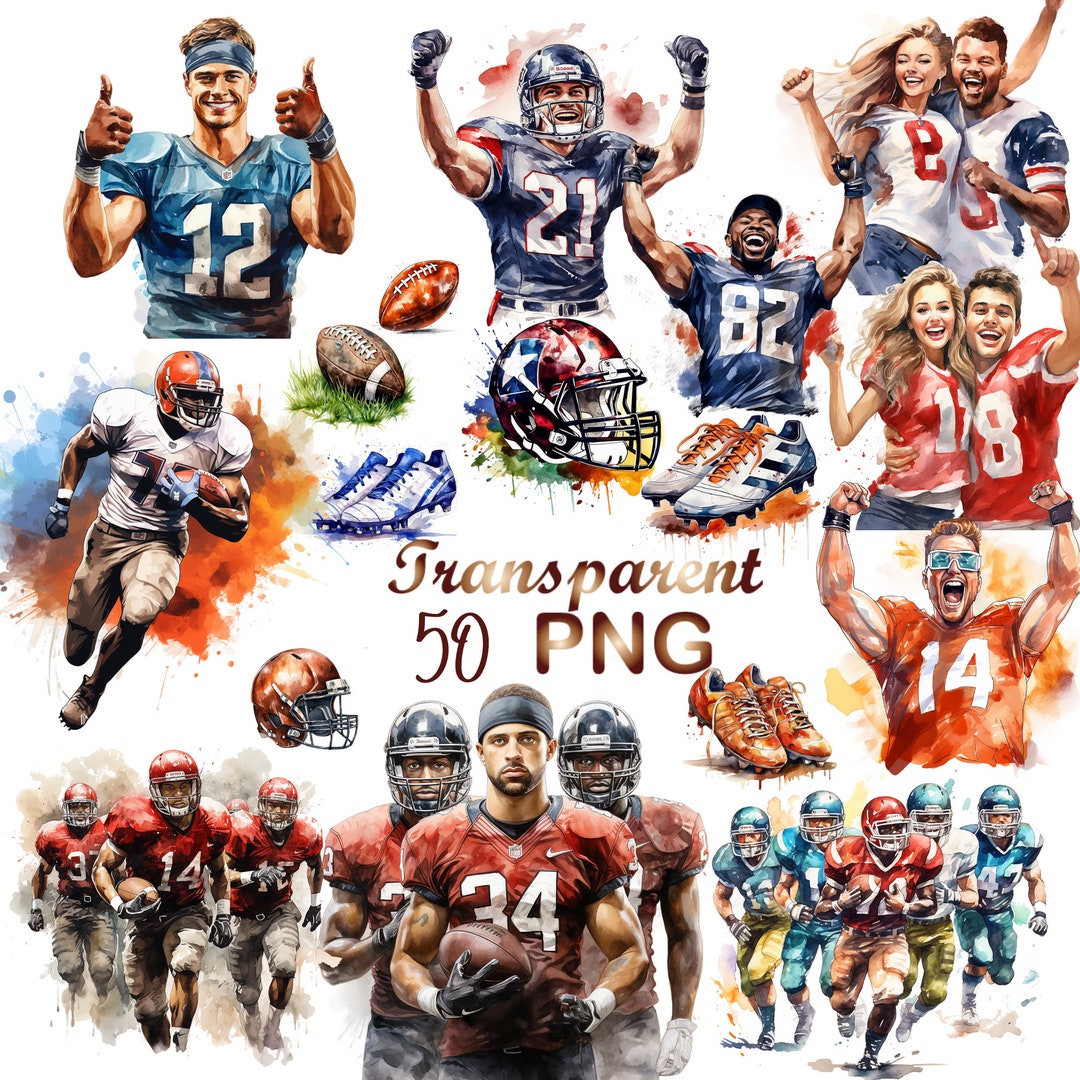 50 PNG Watercolor American Football Clipart, Soccer, Fans, Uniform ...