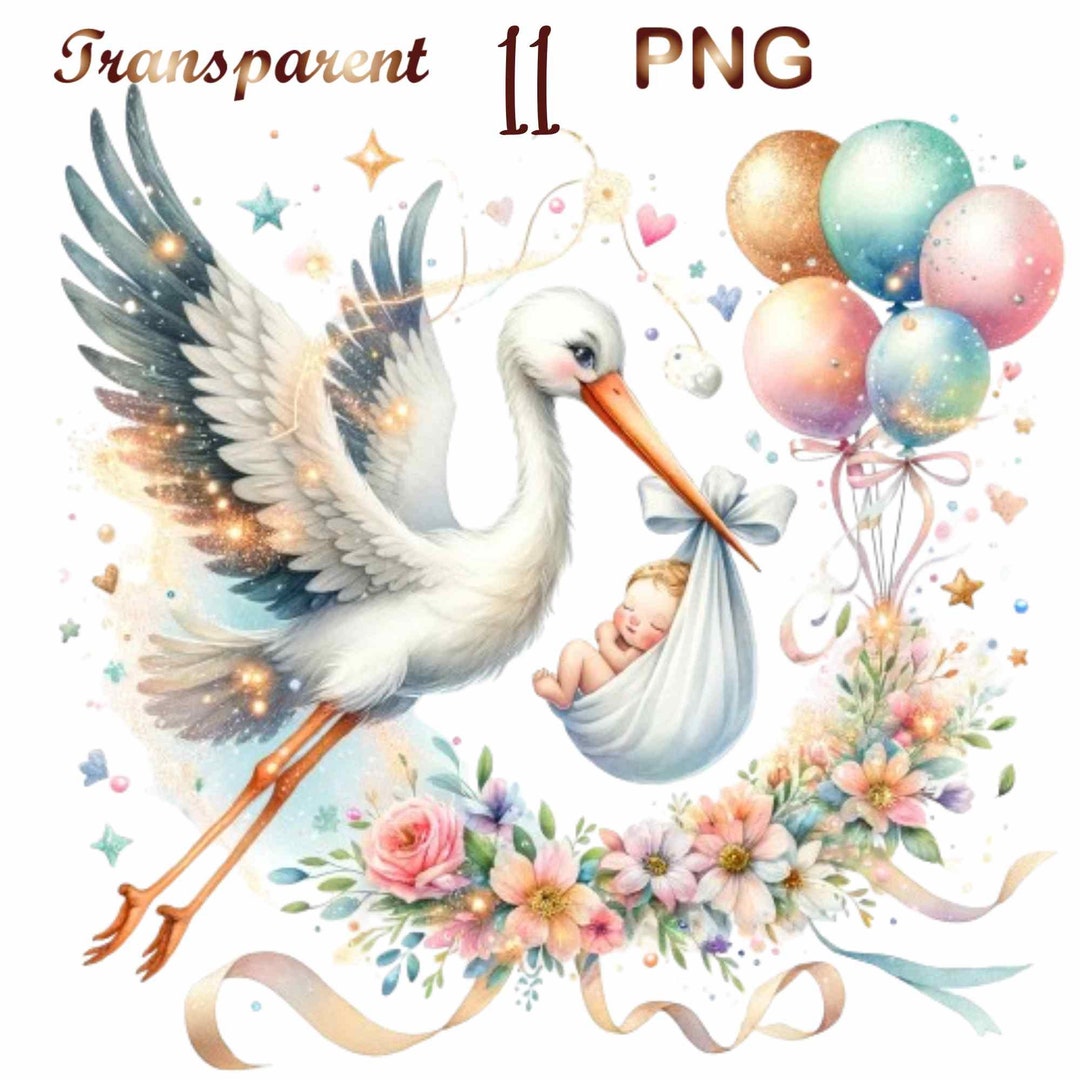11 Stork Baby Clipart, Stork Baby Girl Clipart, Stork Baby Boy Clipart ...