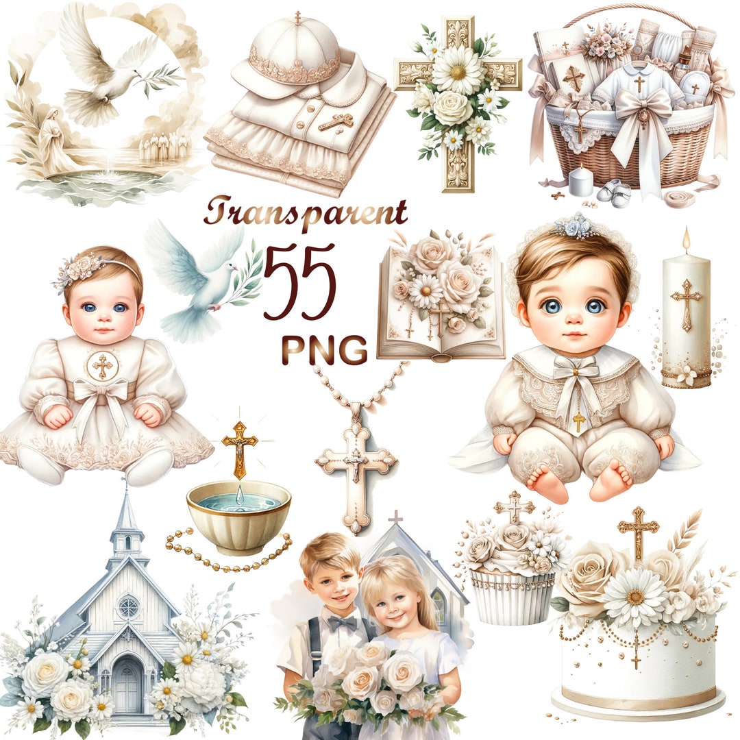 55 PNG Baby Baptism Clipart, Religious Clip Art, Christening Graphics ...