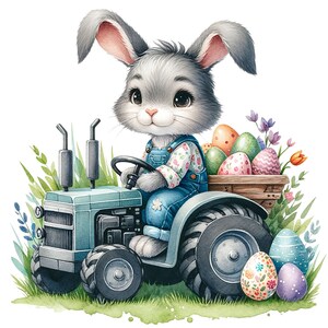 12 PNG/JPG Easter Bunny Tractor Clipart, Bunny Rabbit, Bunny Tractor ...