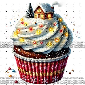 40 PNG, Christmas Cupcakes Clipart Bundle, Set1, Festive Holiday ...