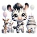 40 PNG, Watercolor Baby Zebra Clipart Bundle, Cute Zebra Clipart ...