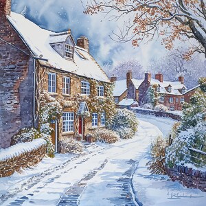 25 Printable Winter Village Background Digital Paper,winter Landscape ...