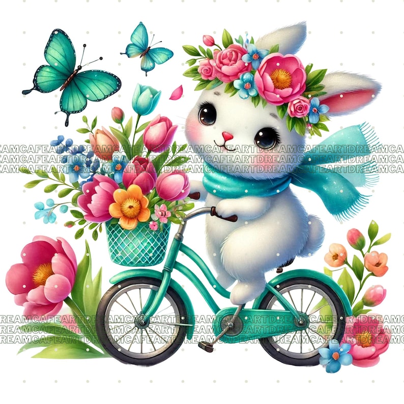 30 PNG Spring Baby Bunny Clipart, Cute Bunny PNG Bundle, Hello Spring ...