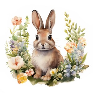 25 Bunnies With Flower Wreaths Clipart Jpgs, High Quality,digital ...