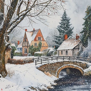 25 Printable Winter Village Background Digital Paper,winter Landscape ...