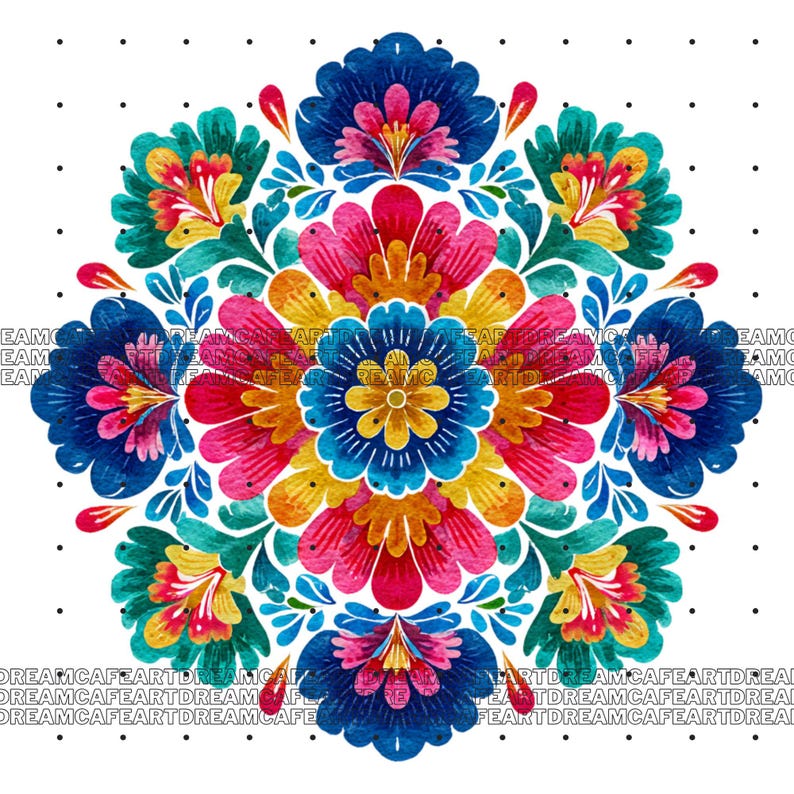50 PNG Mexican Mandala Clipart Bundle, Aztec Mexican Flowers Clipart ...