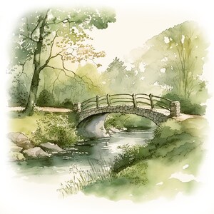 10 Cobblestone Bridge Clipart, Watercolor Clipart, Jpgs, Commercial Use ...