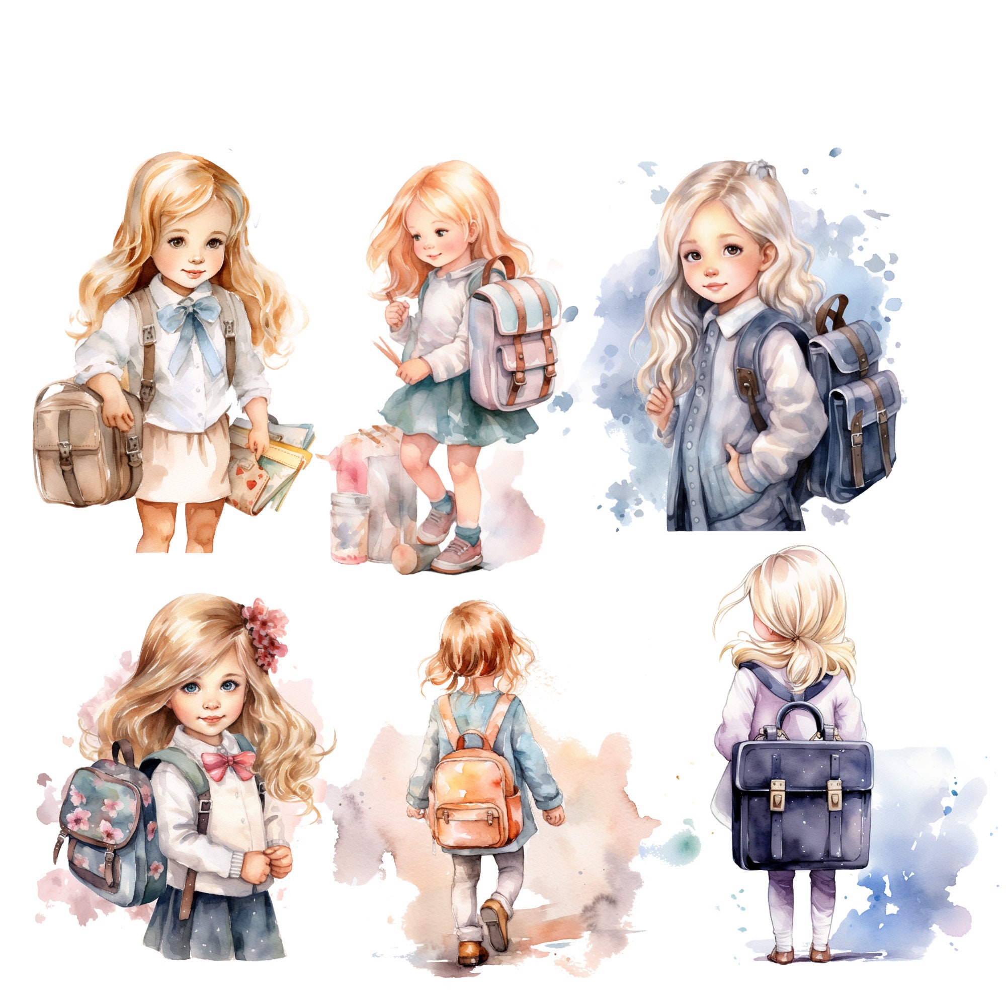 41 Watercolor Back to School Clipart Jpgs, Copy, Digital Planner, Paper ...