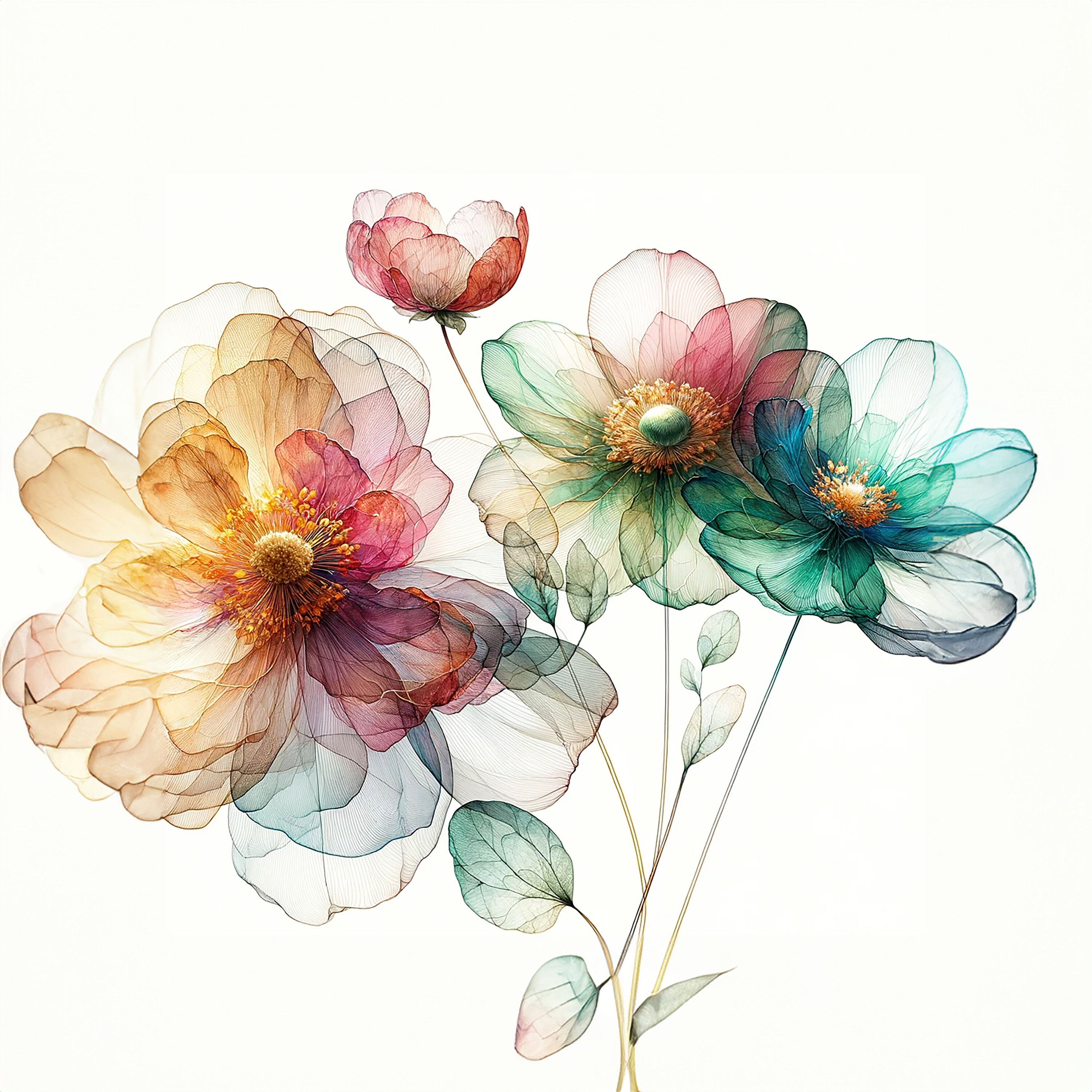 14 PNG, Various Flowers Clipart, Wildflowers Clipart, Boho Flowers ...