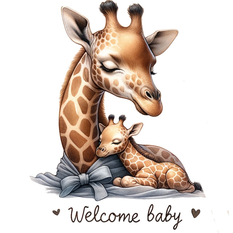 19 PNG, Welcome Baby Clipart, Nursery Decor, Cute Giraffe, Baby Giraffe ...