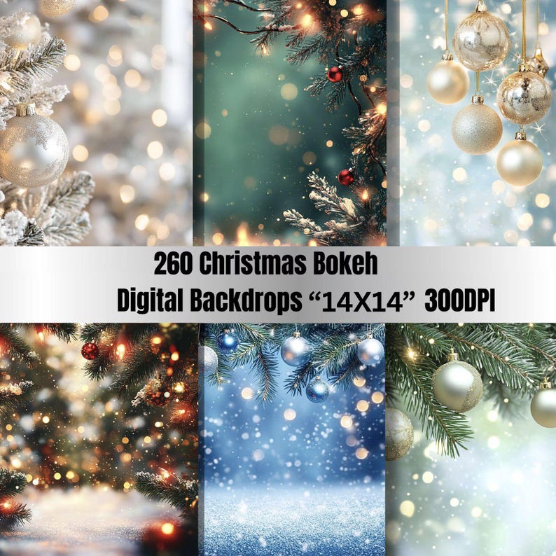 260 Jpgs Christmas Bokeh Digital Backdrops, Christmas Digital Backdrops ...