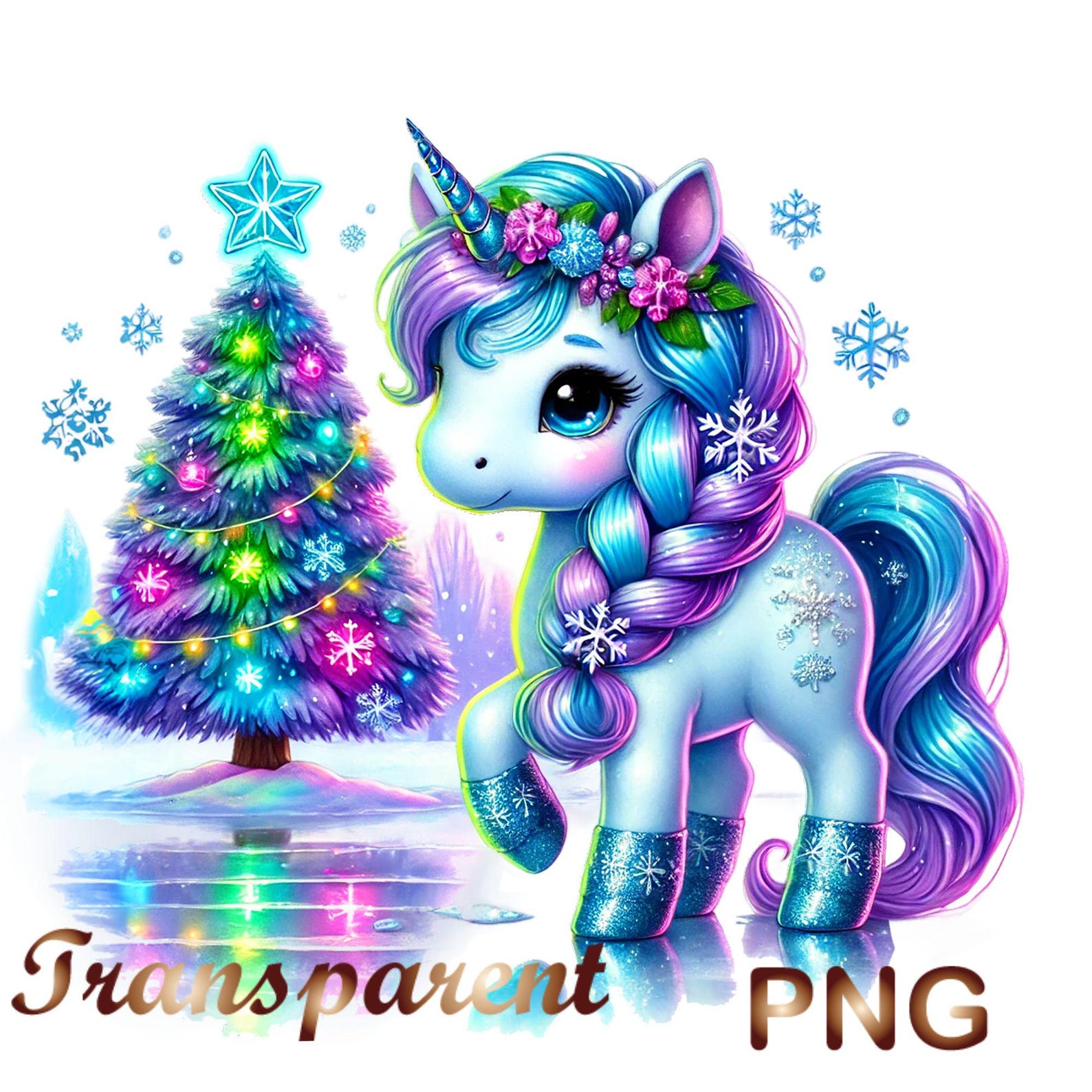 60 PNG Christmas Unicorn Clipart Bundle, Winter Unicorn Designs, Cute ...
