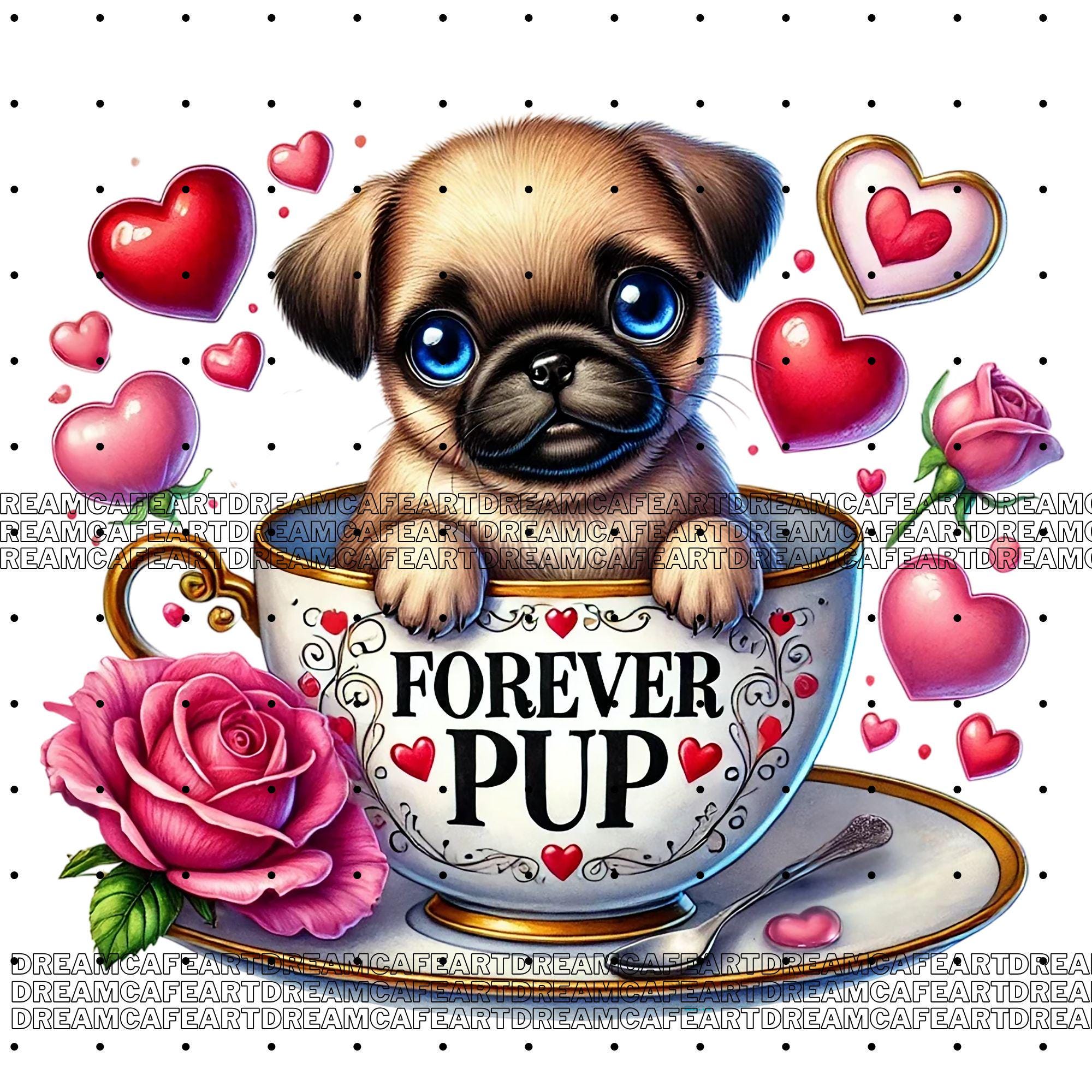 40 PNG Set 1 Valentines Day Puppy Cups Clipart Bundle, Holiday Cup ...