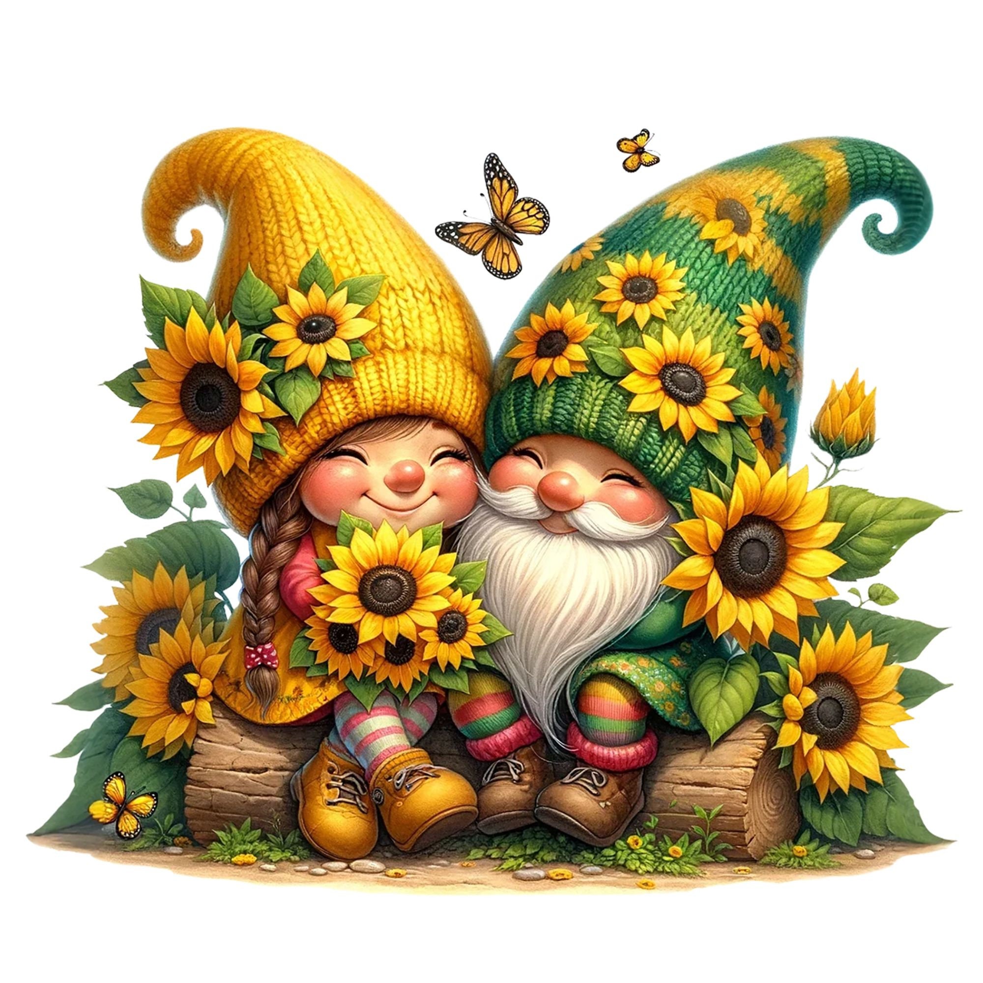 26 Png,sunflower Gnome Clipart Bundle,garden Gnome Watercolor Clipart ...