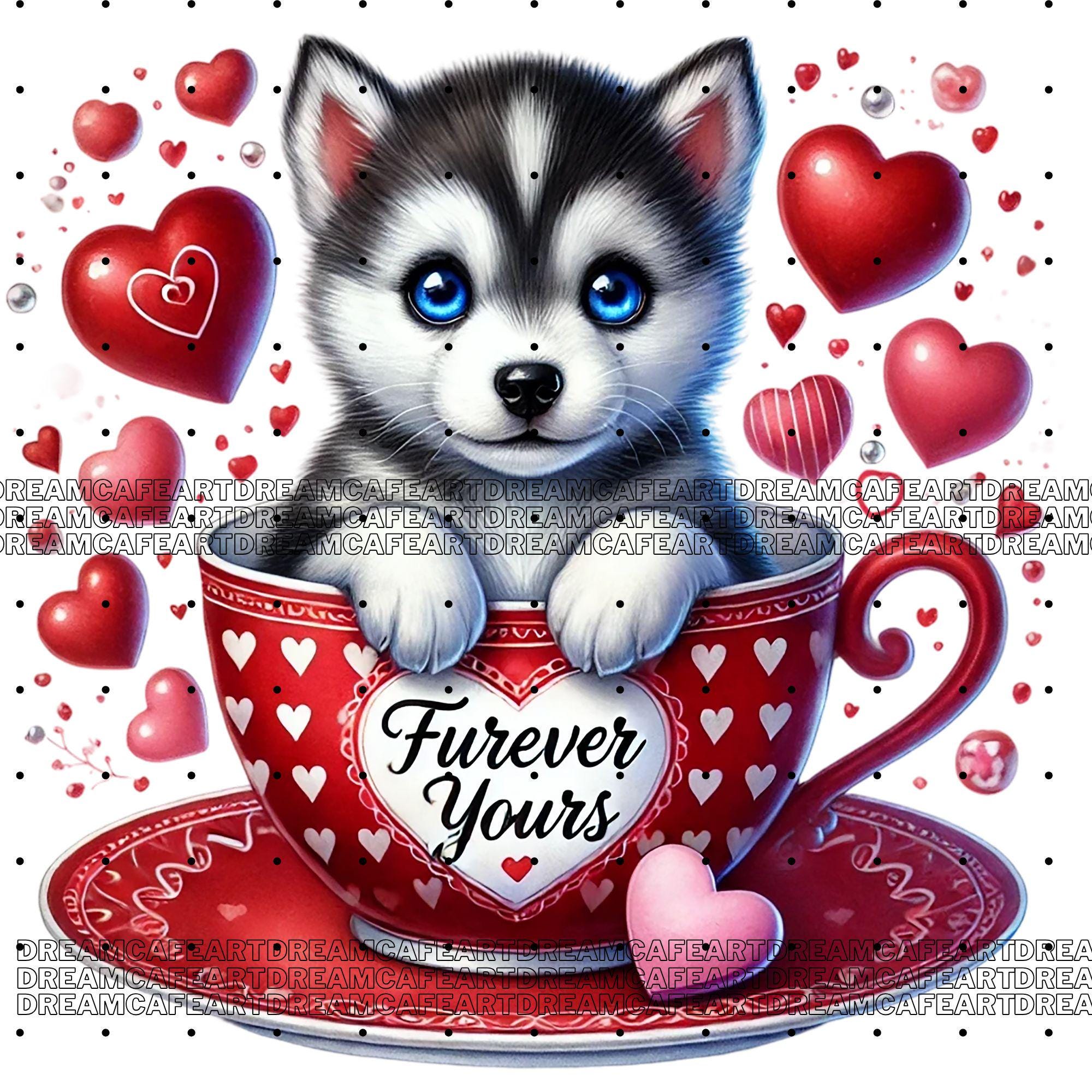 40 PNG Set 1 Valentines Day Puppy Cups Clipart Bundle, Holiday Cup ...
