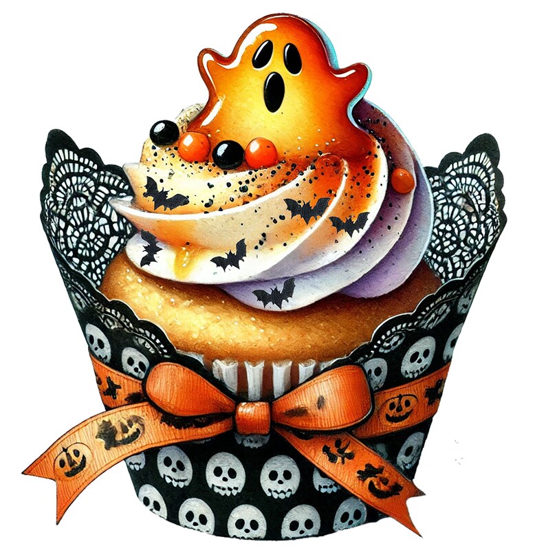 26 PNG, Halloween Cupcake Clipart,watercolor Halloween, Watercolor ...