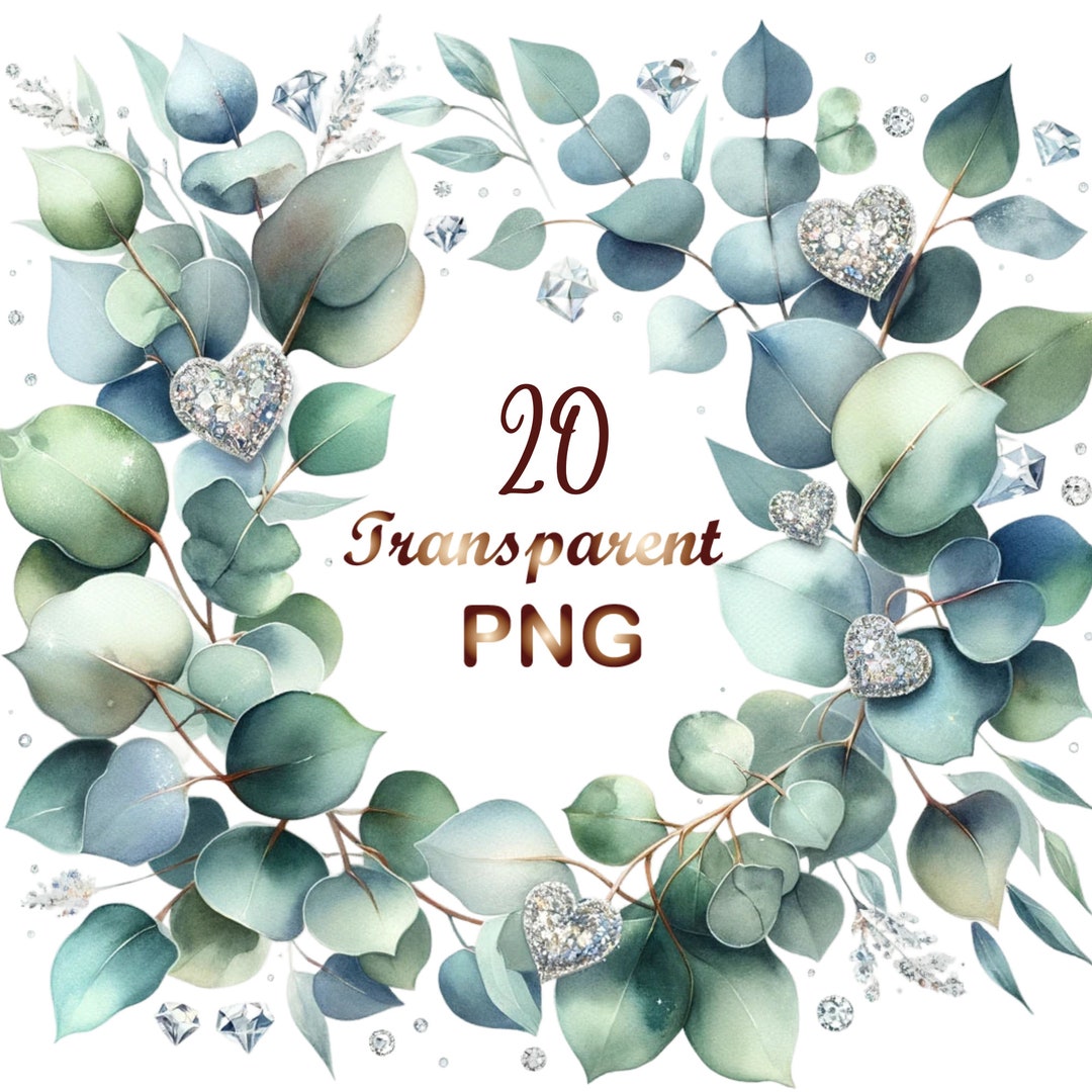 20 Eucalyptus Border Clipart, Eucalyptus Watercolor Clipart, Eucalyptus ...