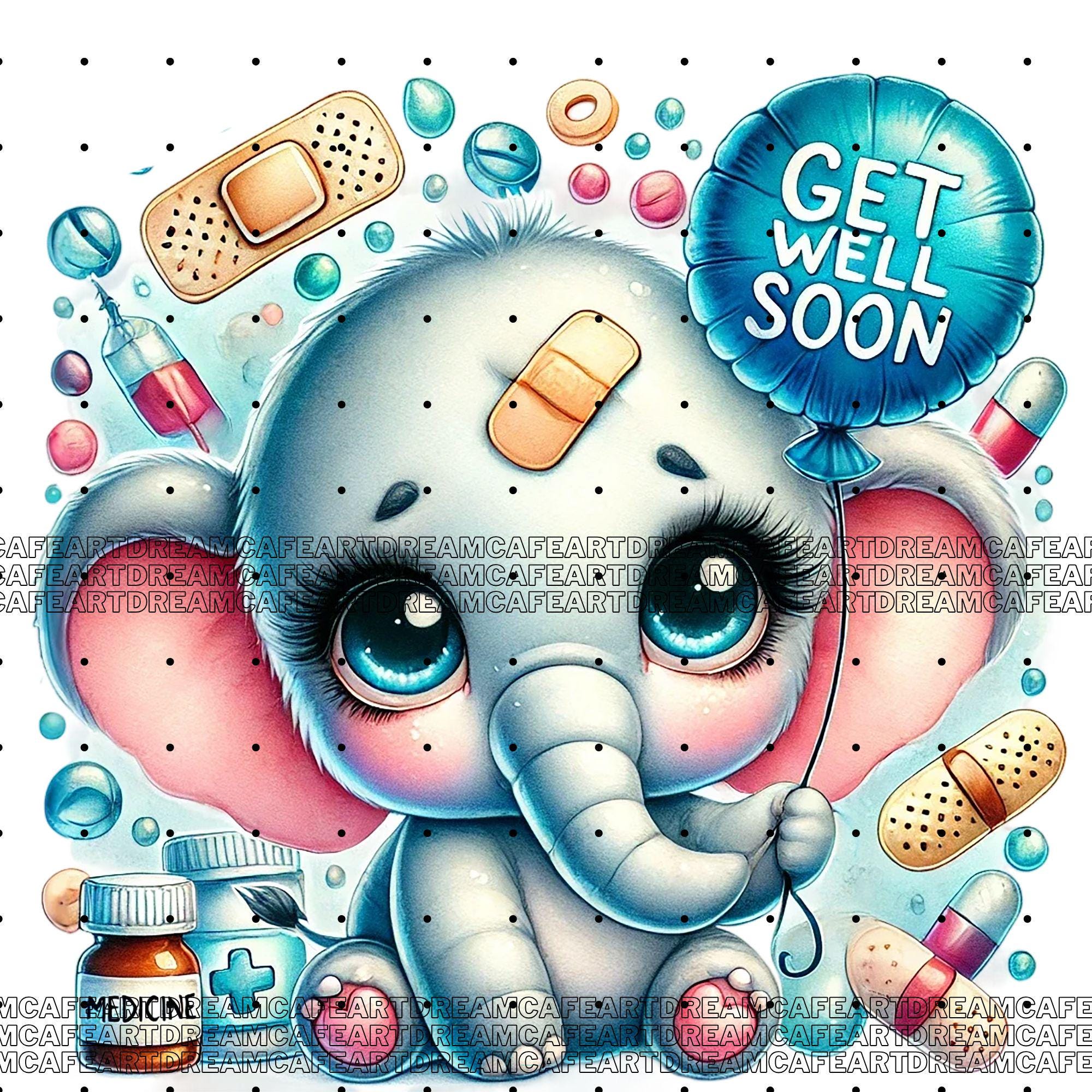 20 PNG, Get Well Soon Clipart Bundle,adorable Animal Illustrations ...