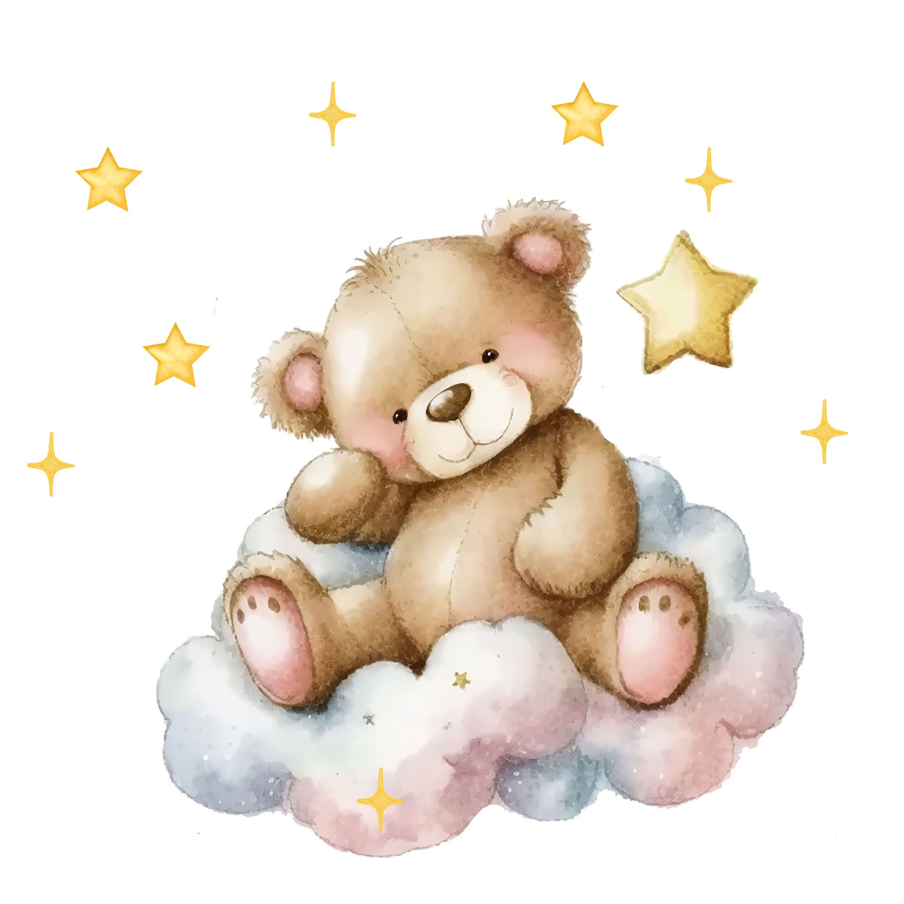 Watercolor Teddy Bear Clipart: Baby Shower PNG (digital Download) - Etsy