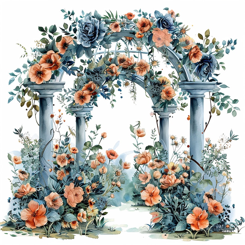 24 JPG, Vintage Garden Arches Clipart, Flower Dome Clipart, Wedding ...