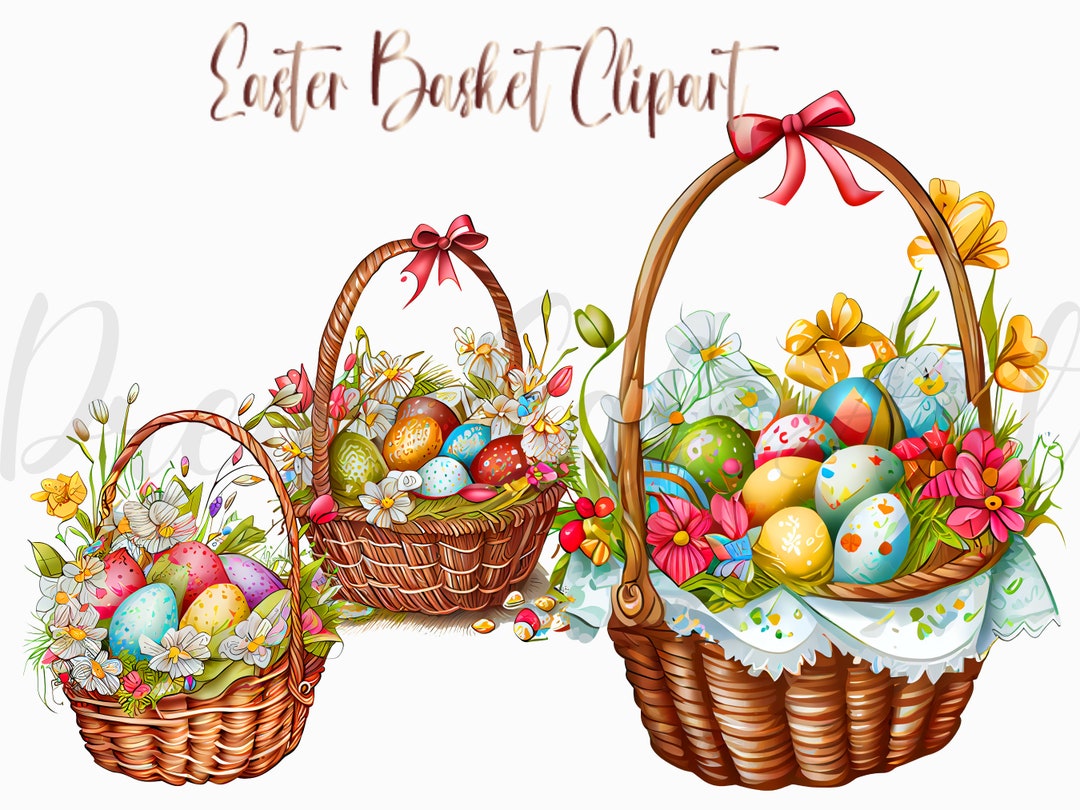 7 PNG, Watercolor Easter Clipart, Easter Basket, Easter Clipart, Easter ...