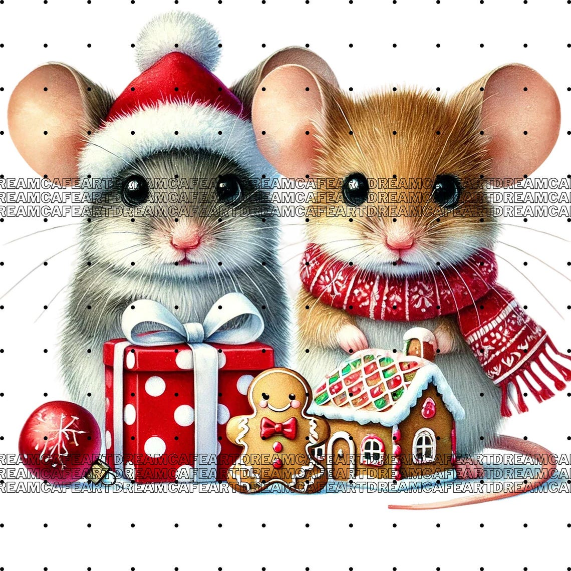 20 Jpgs, Christmas Mouse Clipart, High Quality, Digital Download, Card ...