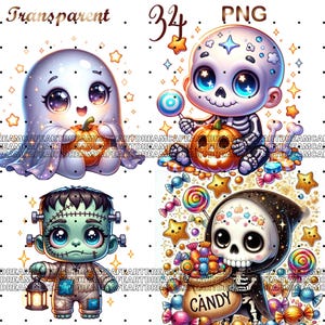 34 PNG, Little Halloween Monsters Clipart,halloween Clipart,cute Ghost ...