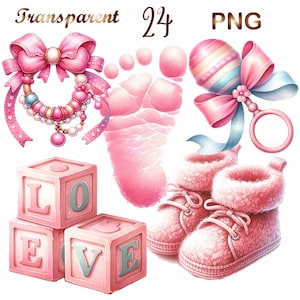 24 Watercolor Babyshower Clipart, Newborn Clipart, Clipart for Newborn ...