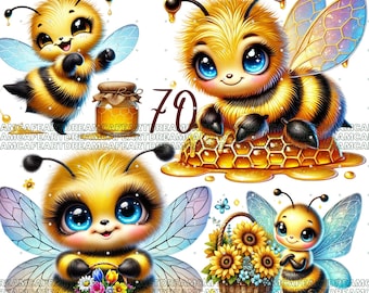 PNG Sweet Bees Clipart Bundle, Cute Bees Clipart Bundle, Cute Bees Png ...