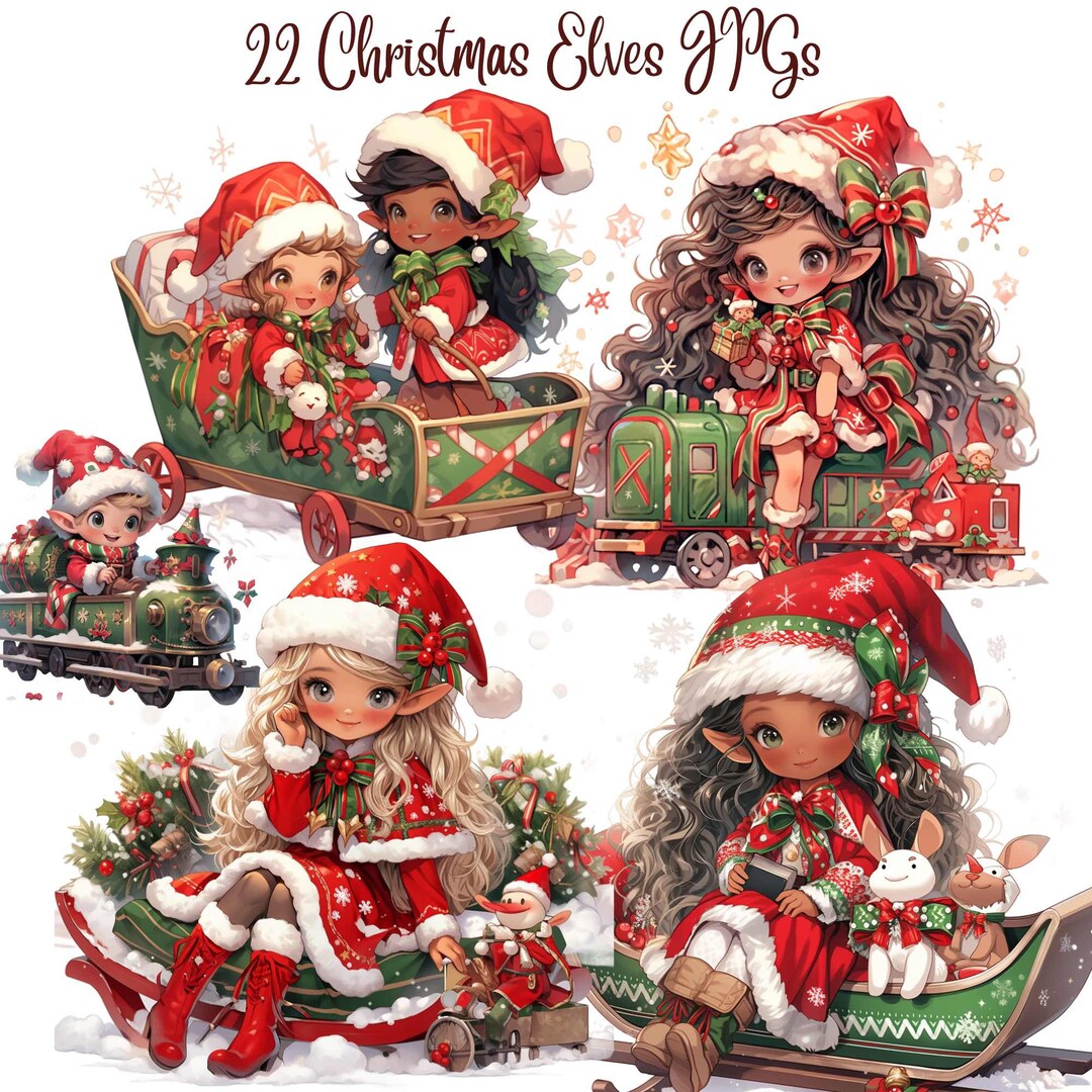 22 Christmas Elves Clipart, Christmas Clipart, Elves Clipart, Jpgs ...
