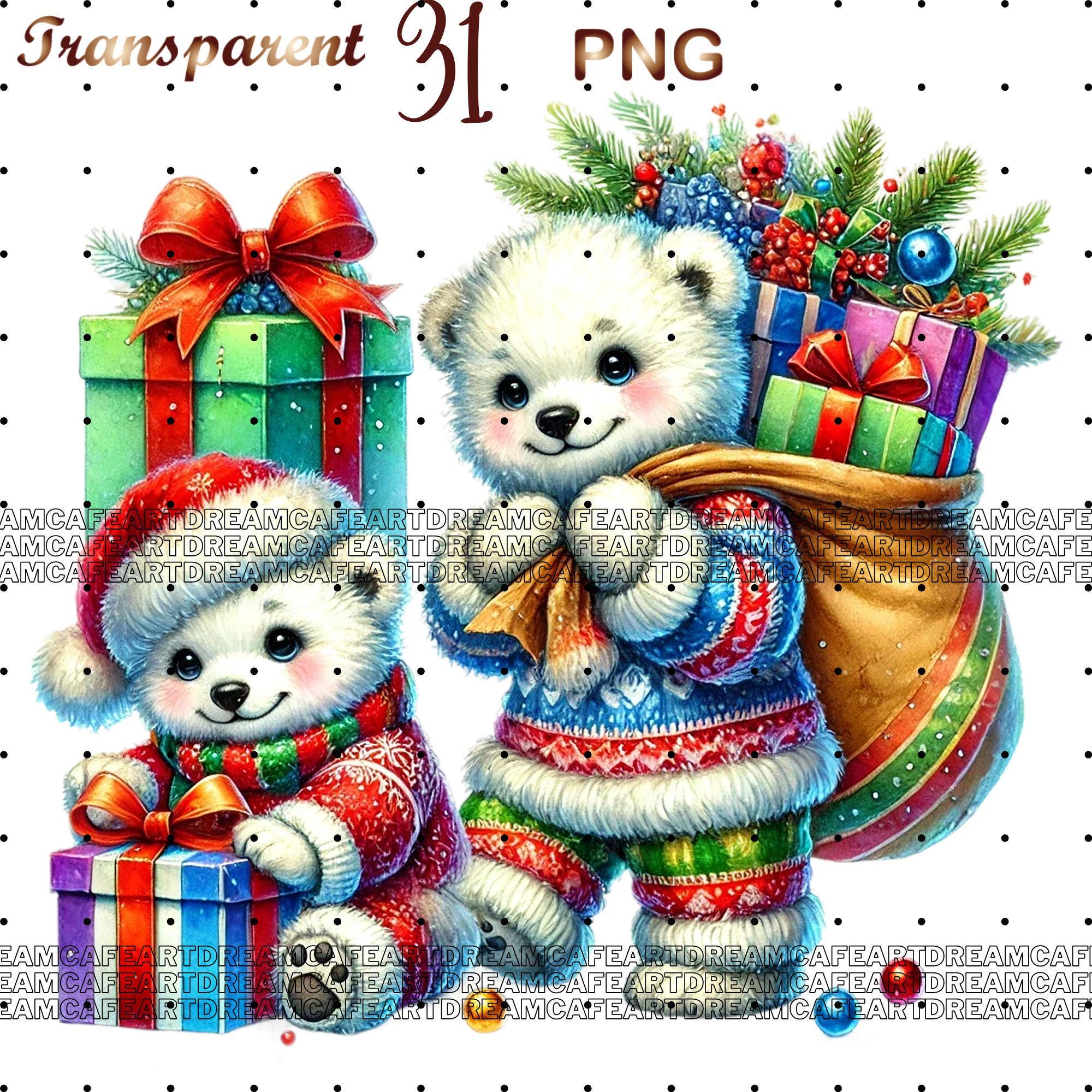 31 PNG, Christmas Polar Bear Clipart Bundle, Polar Bear Clip Art, Cute ...