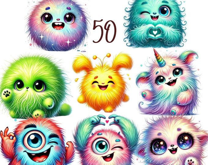 Cute Monsters Clipart, Cute Monster Png, Monsters Clipart, Png Bundle ...