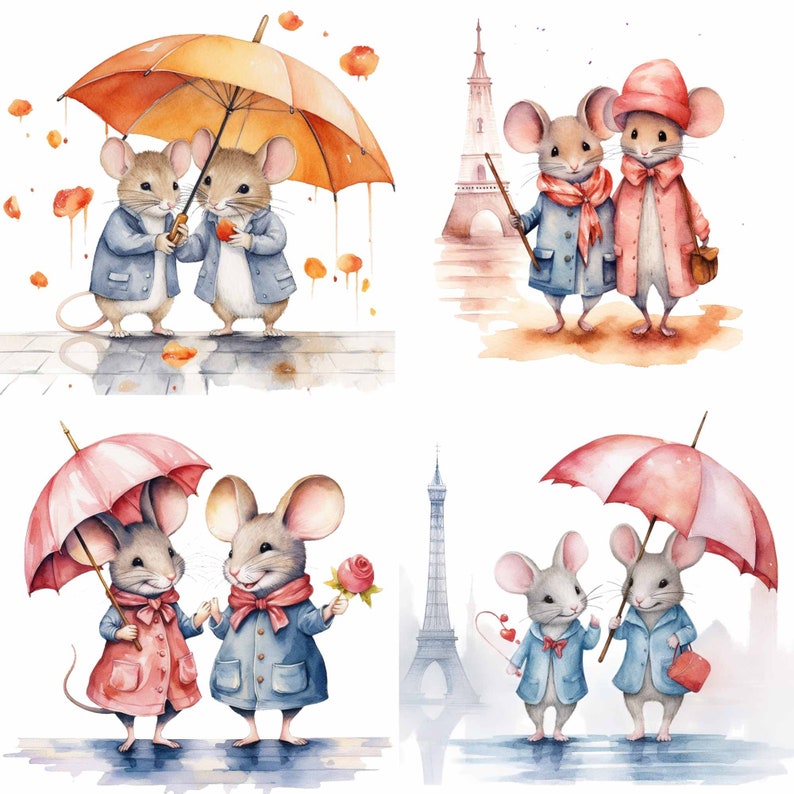 17 Mice in Paris PNG, Romantic Mouse Png, Romantic Clipart, Mice ...