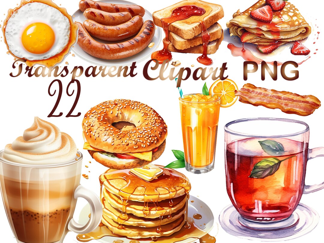 22 Png,watercolor Breakfast Clipart Bundle, Morning Download - Instant ...
