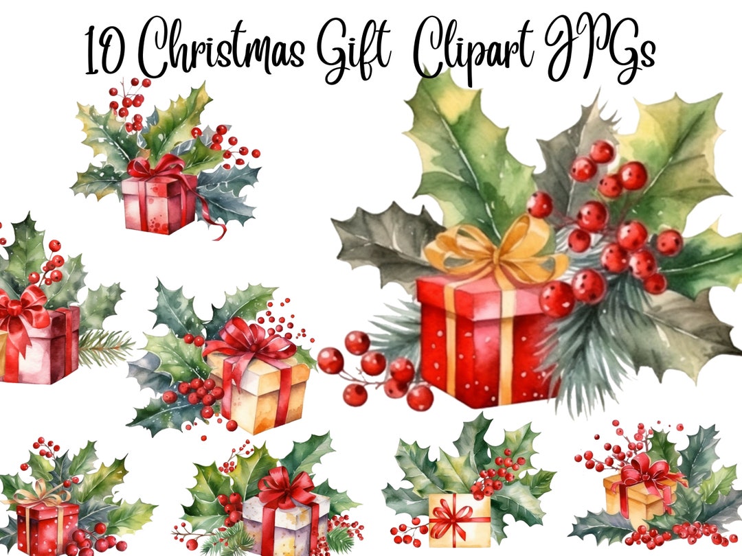10 Christmas Gifts Clipart, High Quality Jpgs, Christmas Clipart ...