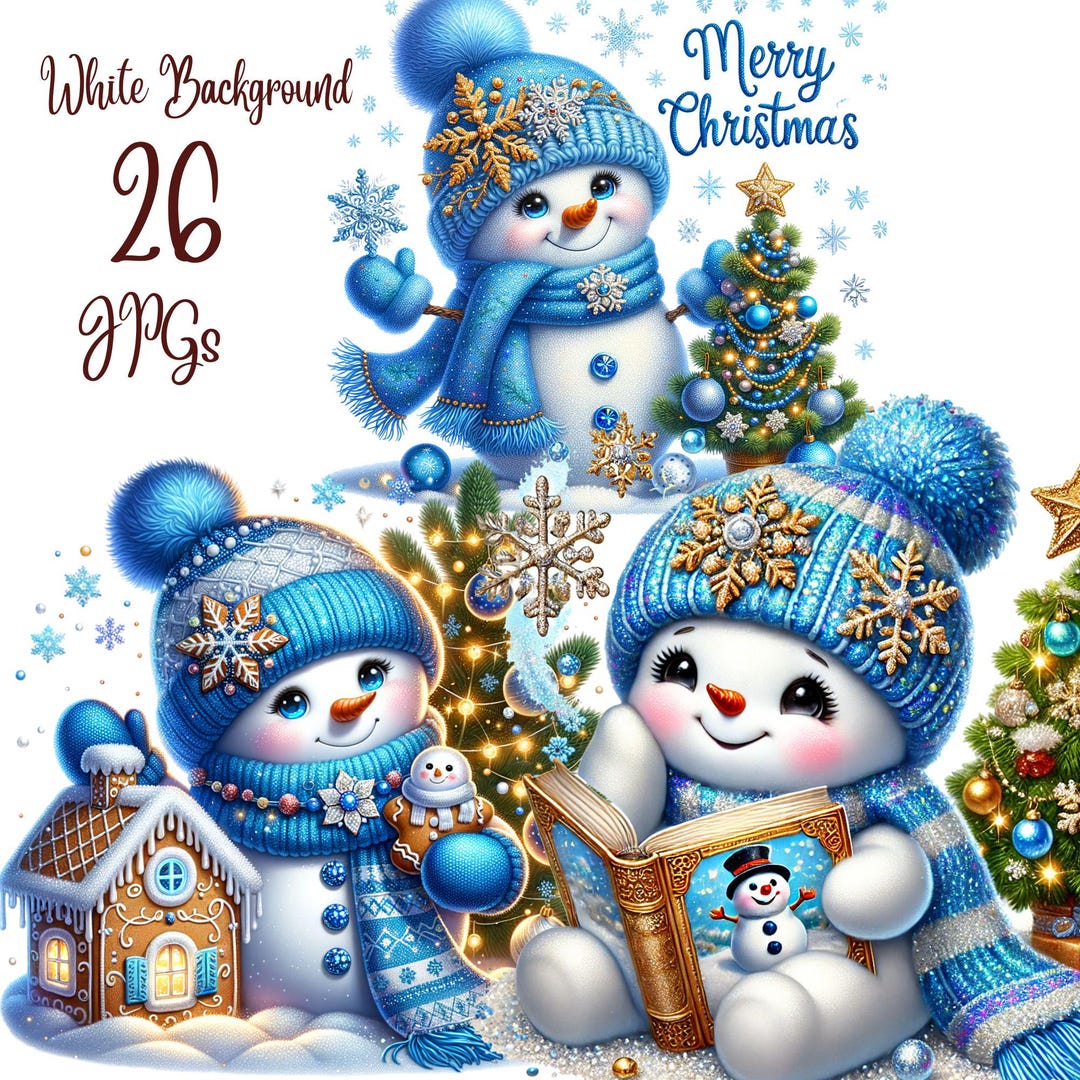 26 Blue Snowman Clipart, Snowman Clip Art,christmas Clipart,high ...