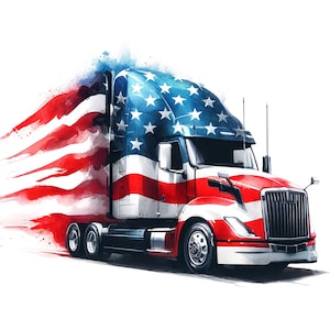 11 PNG/JPG, Semi Truck Flag Clipart Bundle , Semi Truck America Flag ...