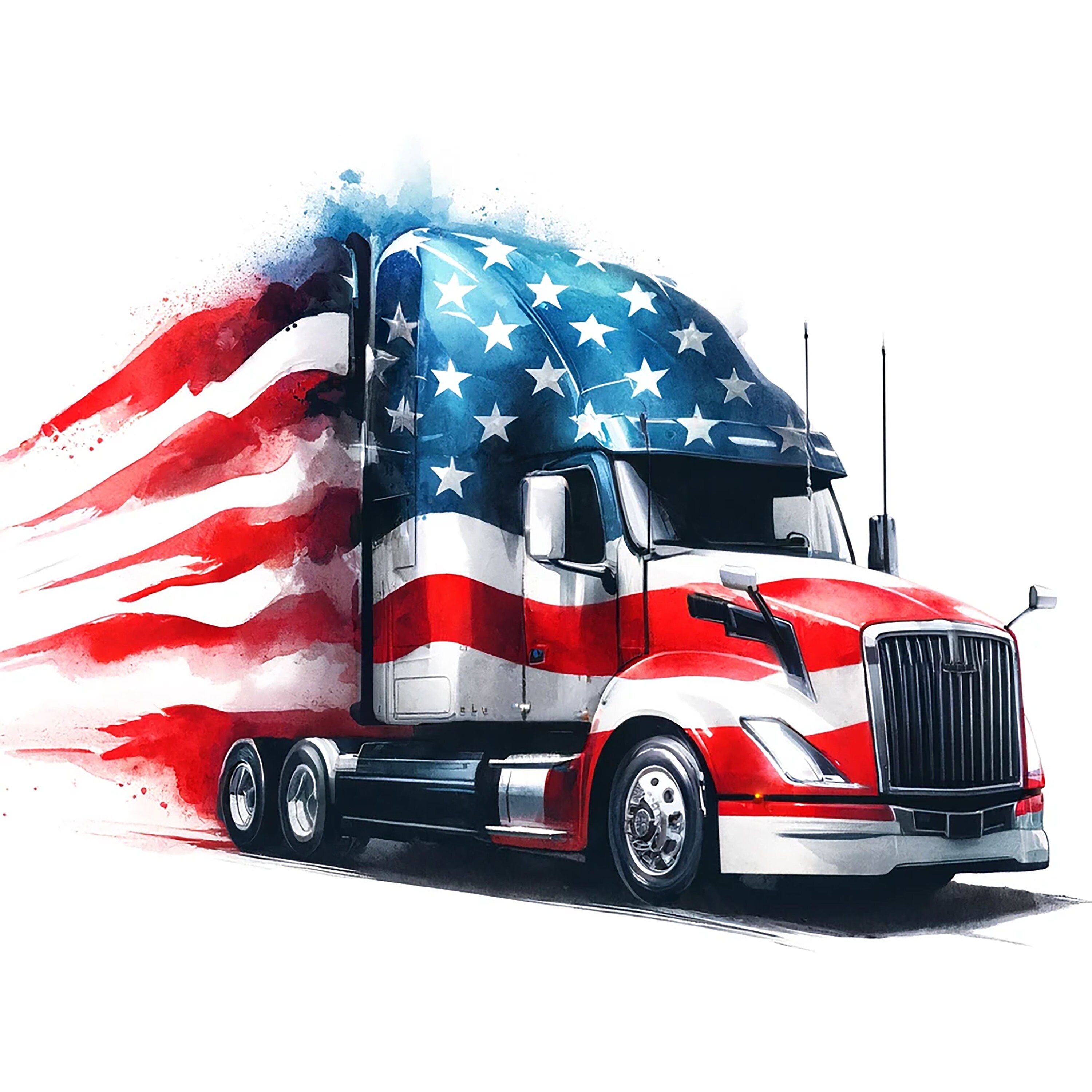 11 PNG/JPG, Semi Truck Flag Clipart Bundle , Semi Truck America Flag ...