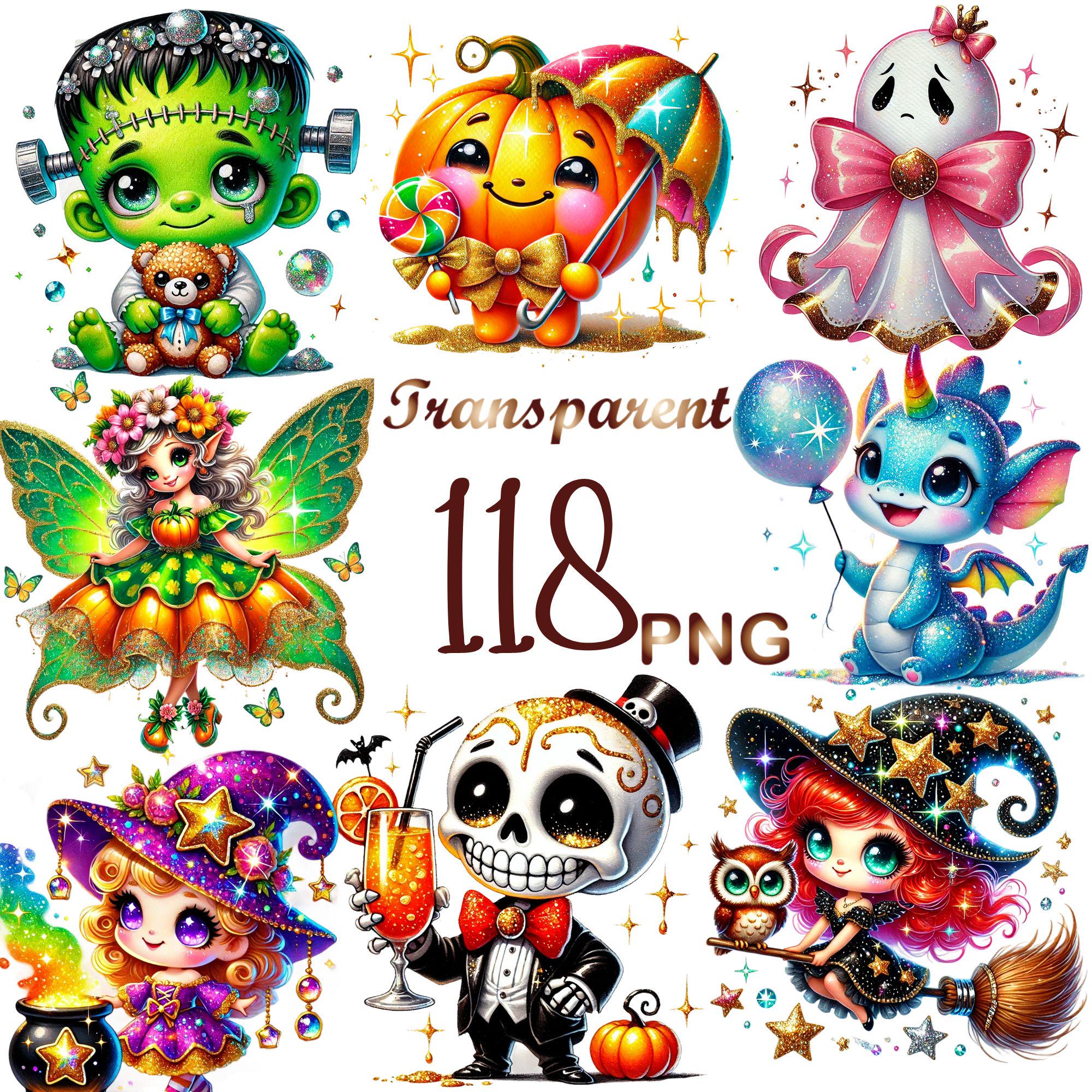 118 PNG, Cute Halloween Clipart Bundle, Cute Funny Ghost, Adorable ...