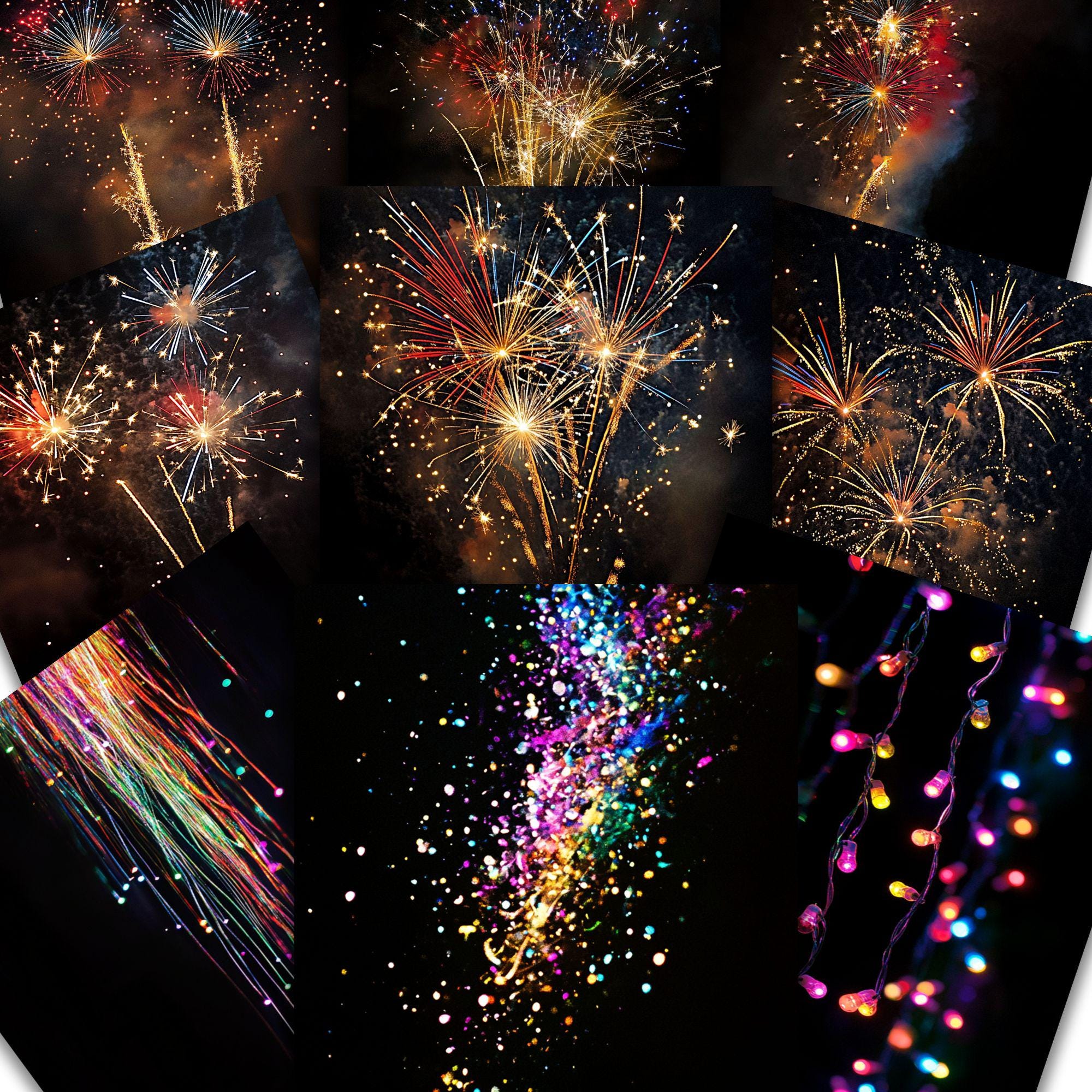 60 Fireworks & Party Light Backgrounds | Glitter Overlay Textures | New ...